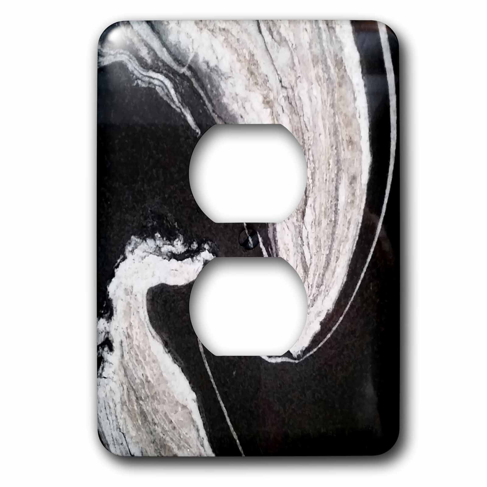 3dRose Image of Dramatic Black And White Swirly Granite - 2 Plug Outlet ...