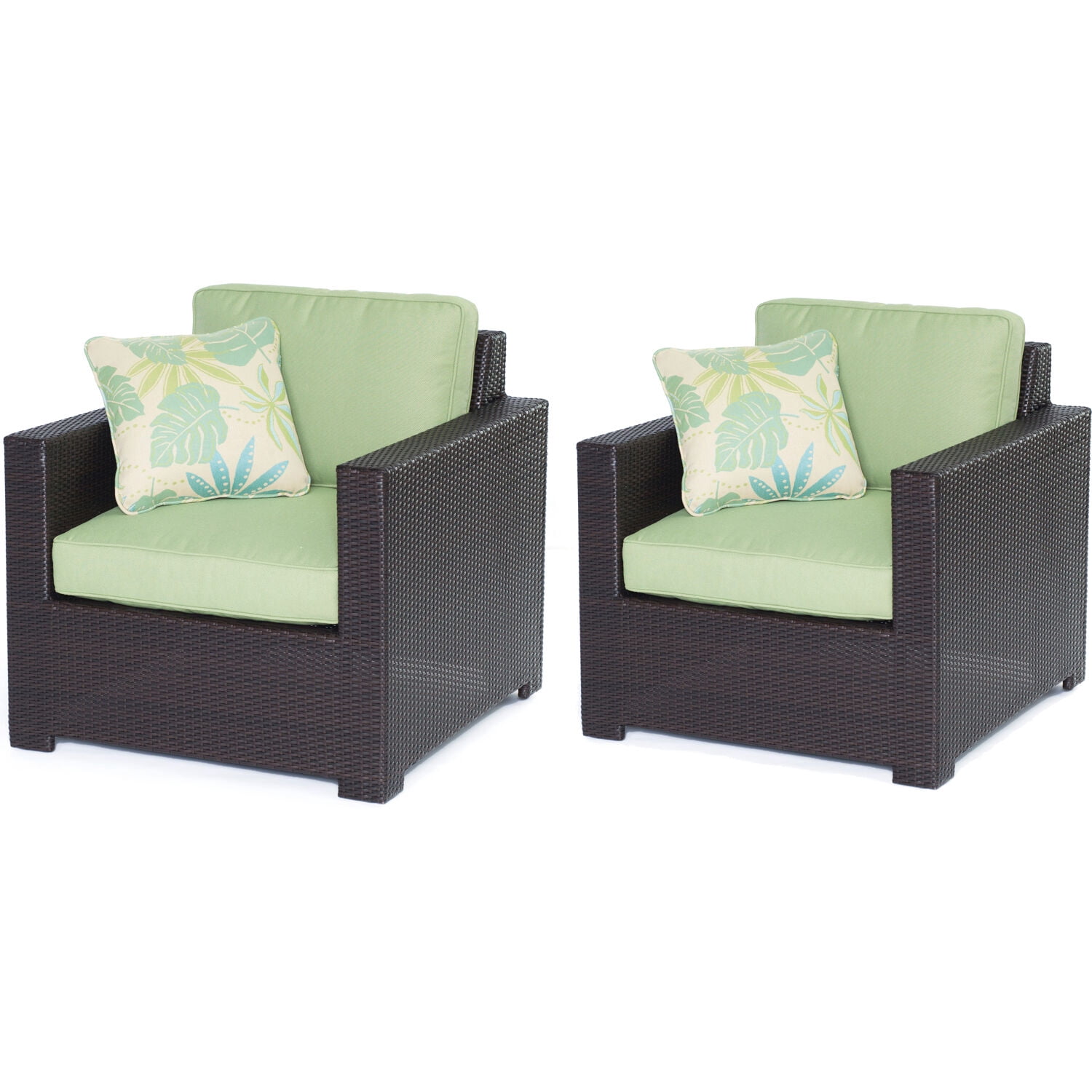 Hanover Metro Mini 2-pc Set: 2 Deep-Seating Arm Chairs with Green ...