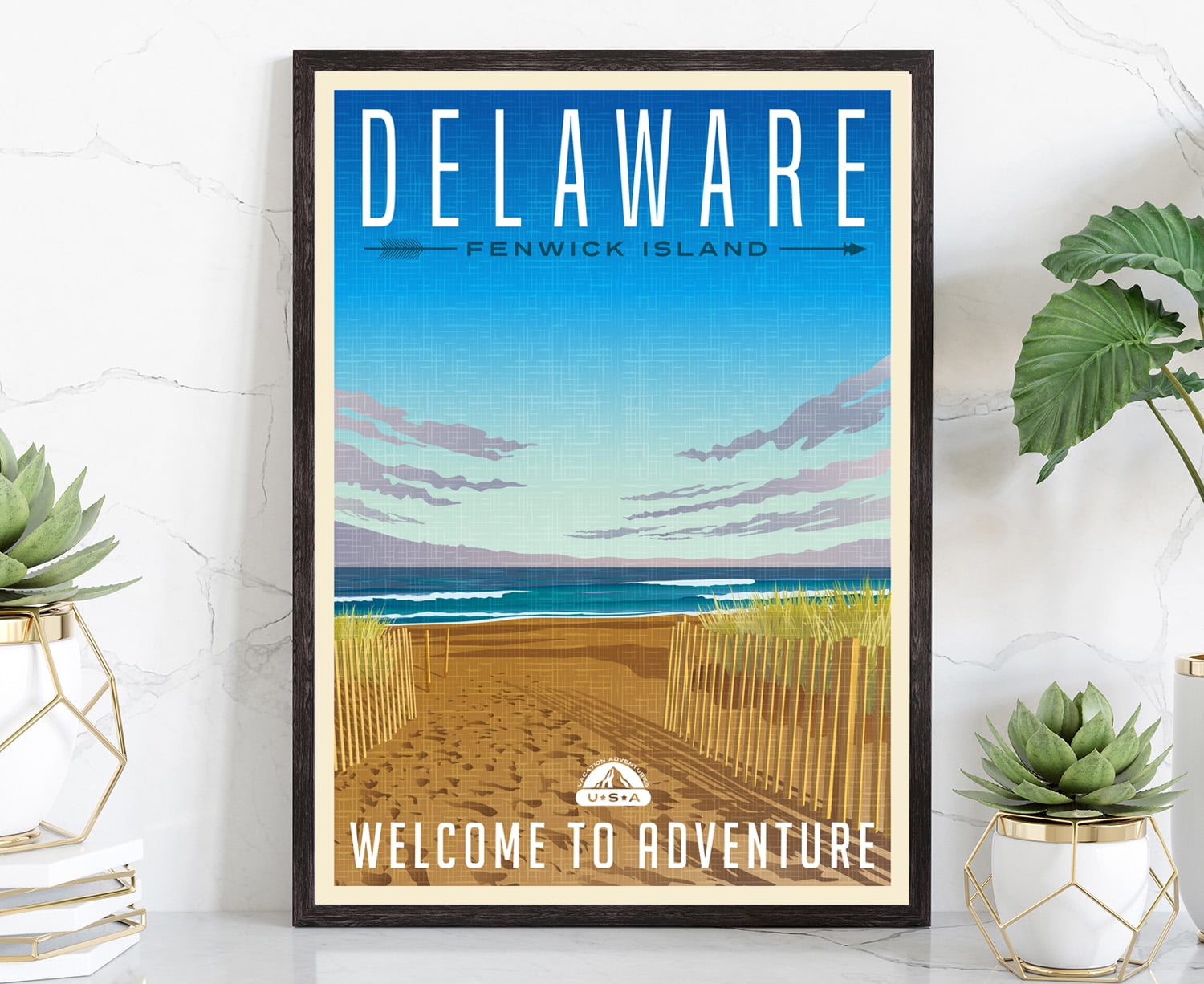 Pera Print Retro Style Travel Poster, Delaware, Vintage Rustic Poster ...