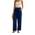 JWD Women's High Waist Wide Leg Pants with Pockets, Adjustable Knot ...