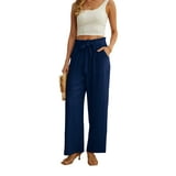 JWD Women's Wide Leg Pants with Pockets High Waist Casual Trousers Dark ...