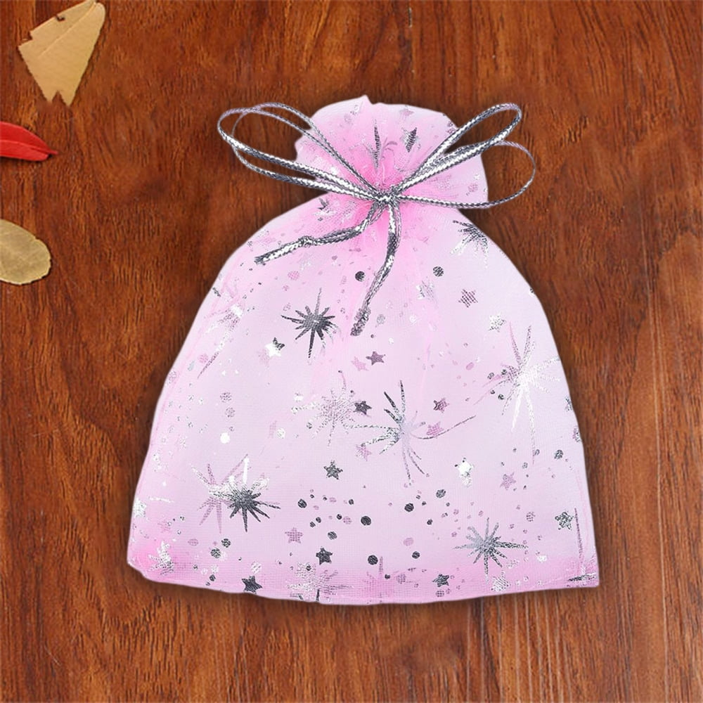 50PCS Christmas Drawstring Gift Bags Transparent Xmas Stocking Bags for ...