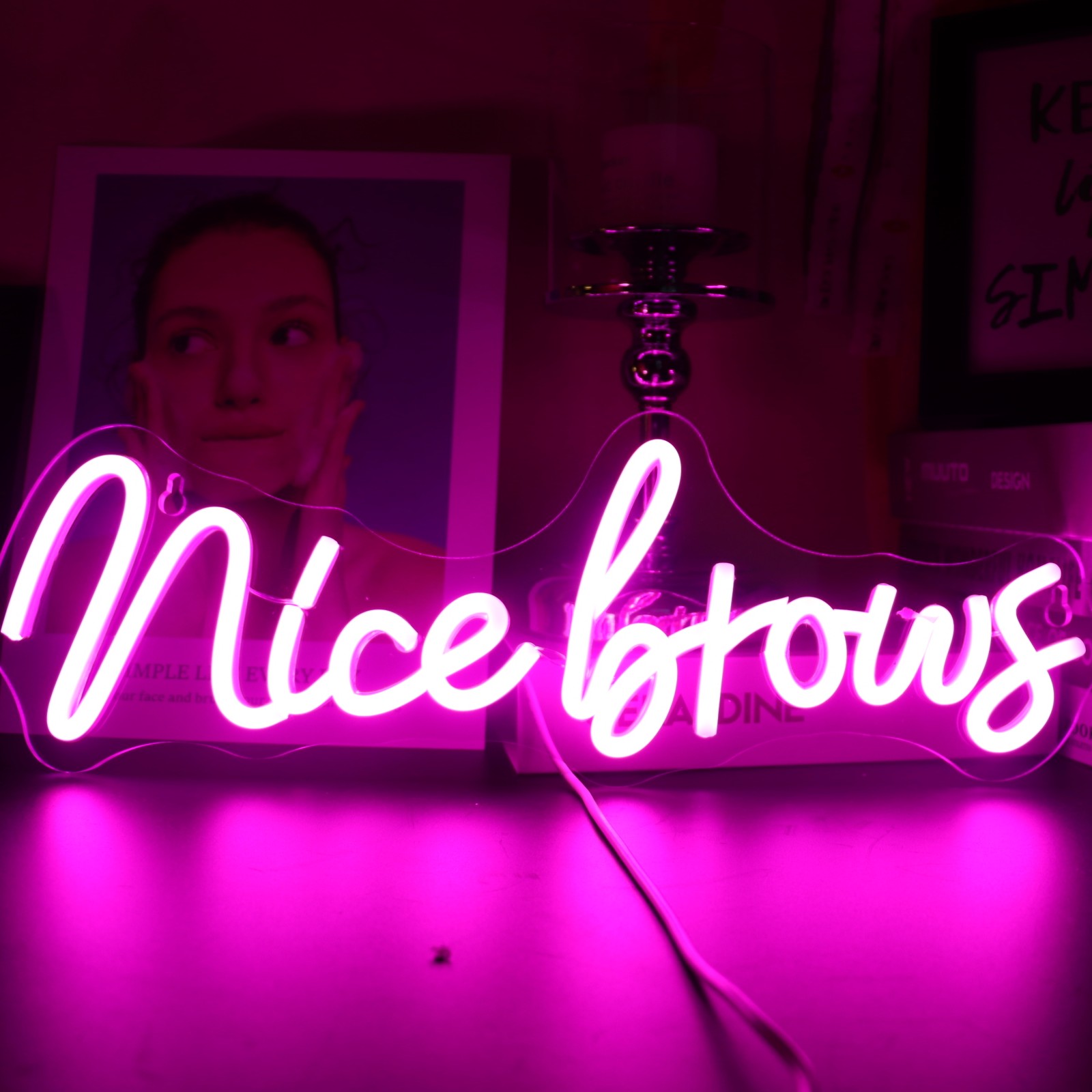 LED Nice Brows Sign Browsmaker Led Signage Eyebrows Beauty Salon Bar ...
