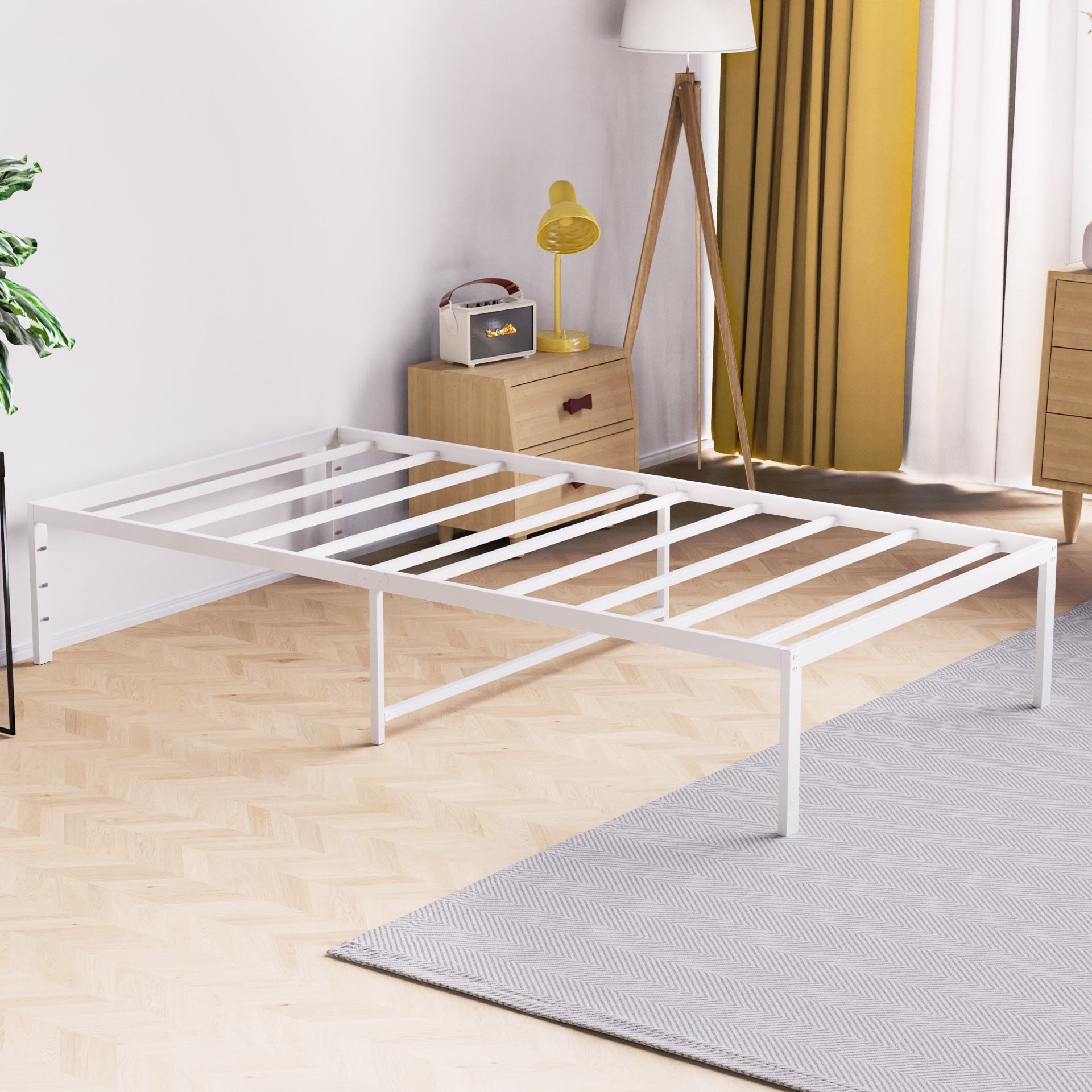 Lusimo Twin Bed Frame Heavy-Duty Steel Slats Metal Platform Bed Frame ...