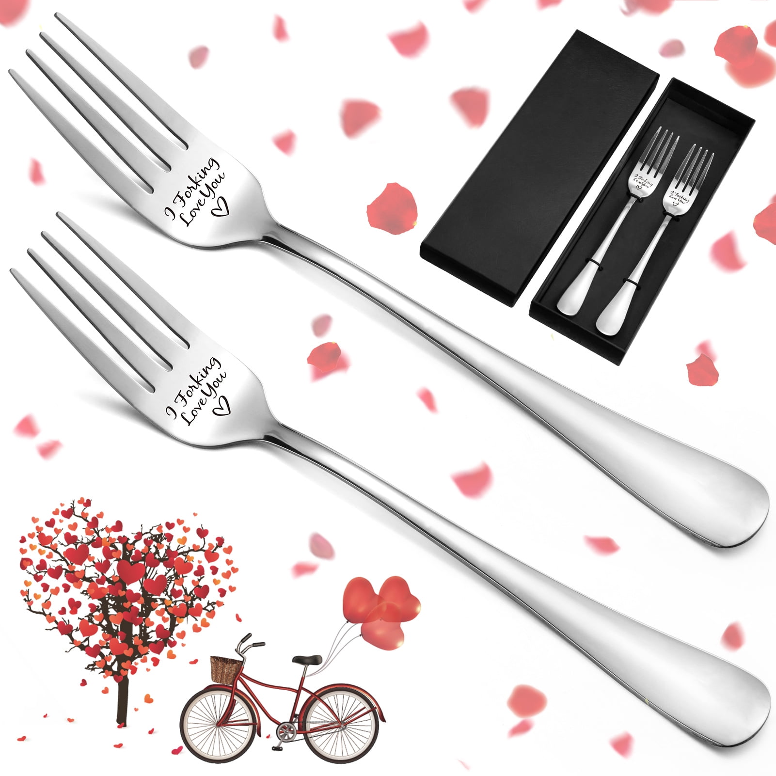 2 Pieces I Forking Love You Inspirational Funny Engraved Fork, Funny ...