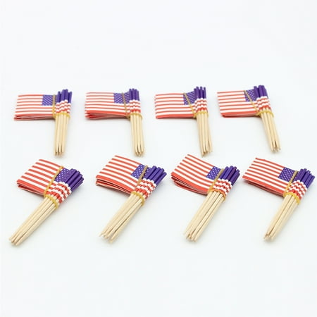 100pcs/pack US American Flag Picks Food Mini Fruit Toothpick Paper Flag ...