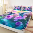 Castle Fairy Teens Gradient Hummingbird Bed Sheets,Purple Floral ...