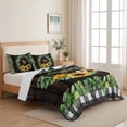 96x106in Quilt Bedding Set, Spring Green Yugal Leaves Sunflowers Bird ...