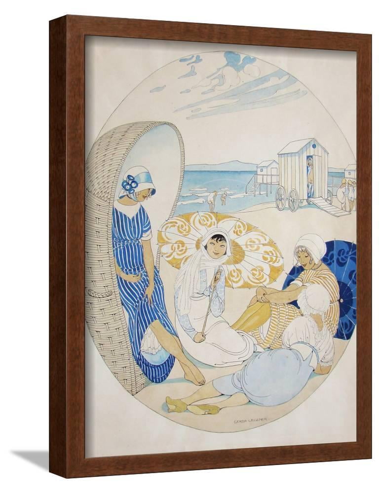 Chatting on the Danish Beach, Figurative Seasons Framed Art Print Wall ...