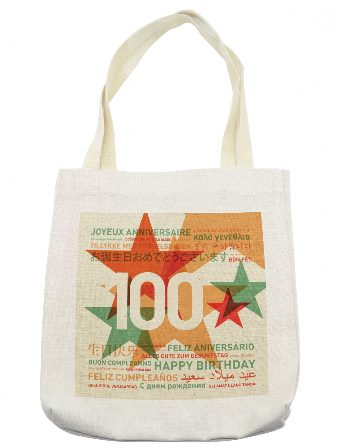 100th Birthday Tote Bag, Birthday in World Languages on Abstract ...
