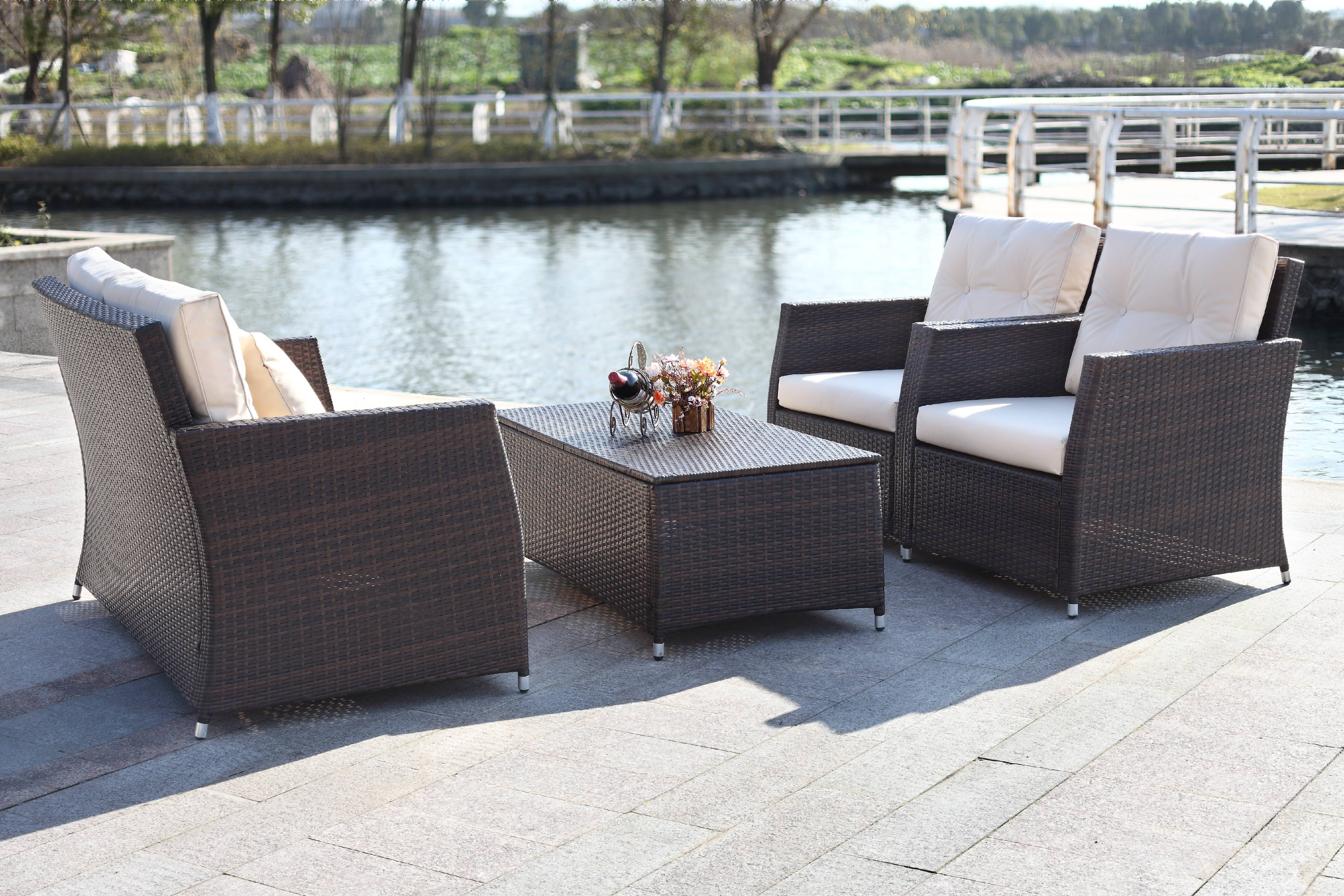 Safavieh Parry 4 Piece Modern Wicker Outdoor Living Set - Walmart.com