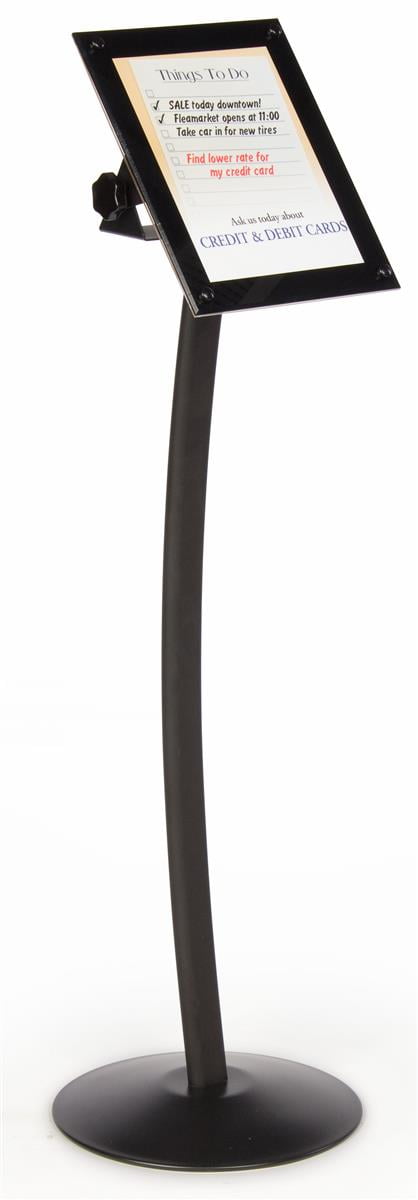 8.5 x 11 Floor Standing Sign Stand with Curved Post, Tilting Bracket ...