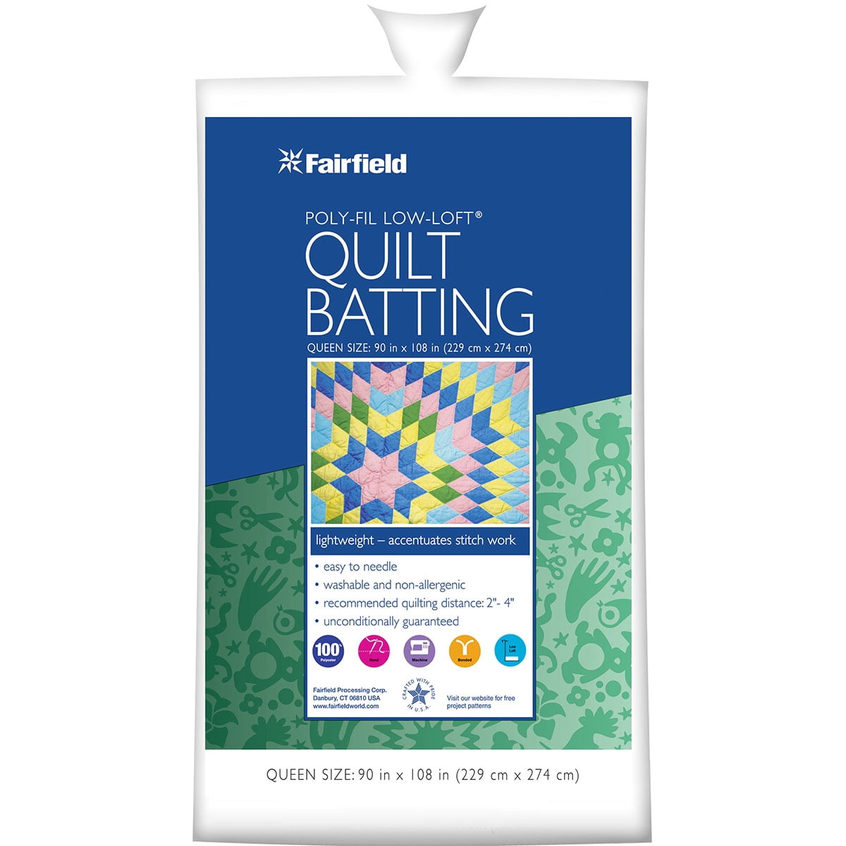 FAIRFIELD Poly-Fil Low-Loft Batting 228 × 275 cm (90 × 108 in), Fil Low ...