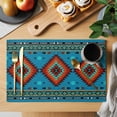Blue Boho Placemats Set of 12 Abstract Art Ethnic Tribe Diamond ...