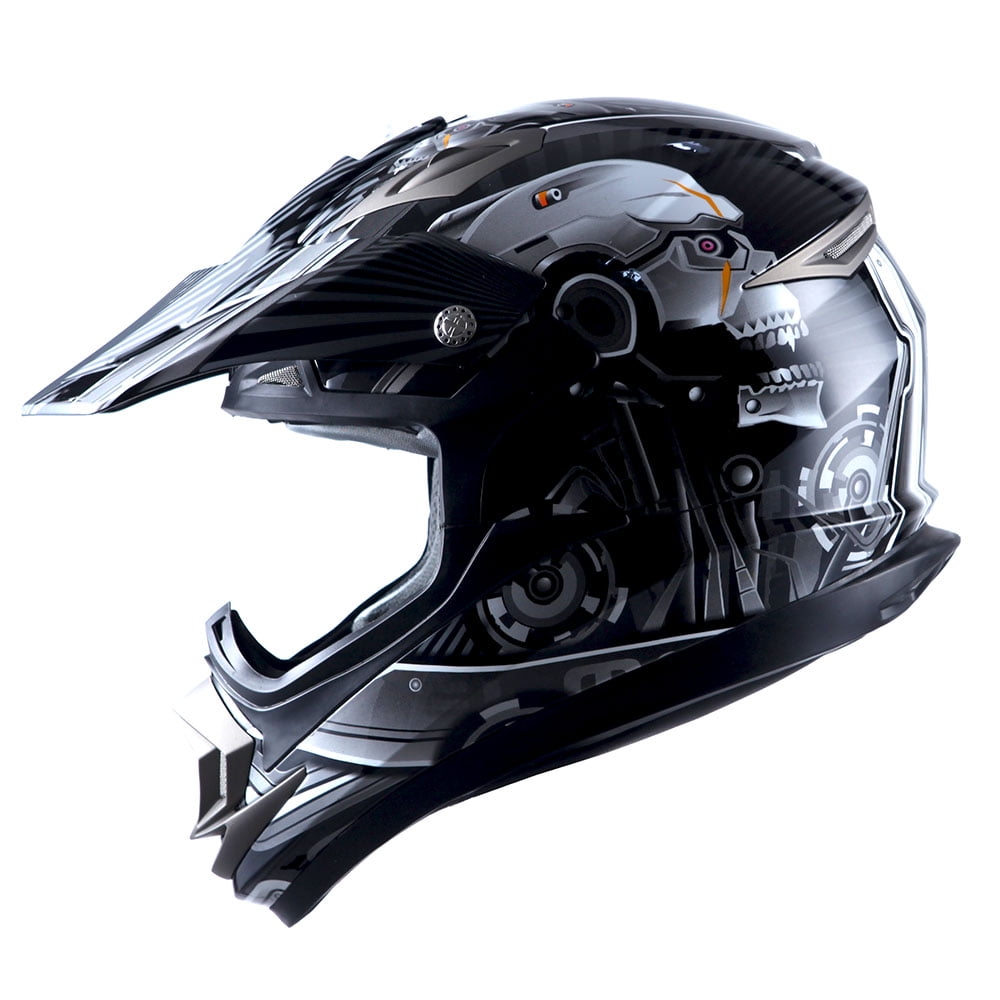 1STORM MOTORCYCLE BIKE FULL FACE HELMET HGXP14B BOOSTER SKULL BLACK ...