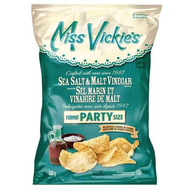Miss Vickie's Kettle Cooked Sea Salt & Malt Vinegar Potato Chips, 300g ...