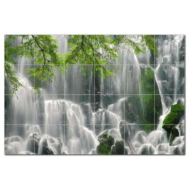 Waterfall Picture Ceramic Tile Mural Kitchen Backsplash Bathroom Shower ...