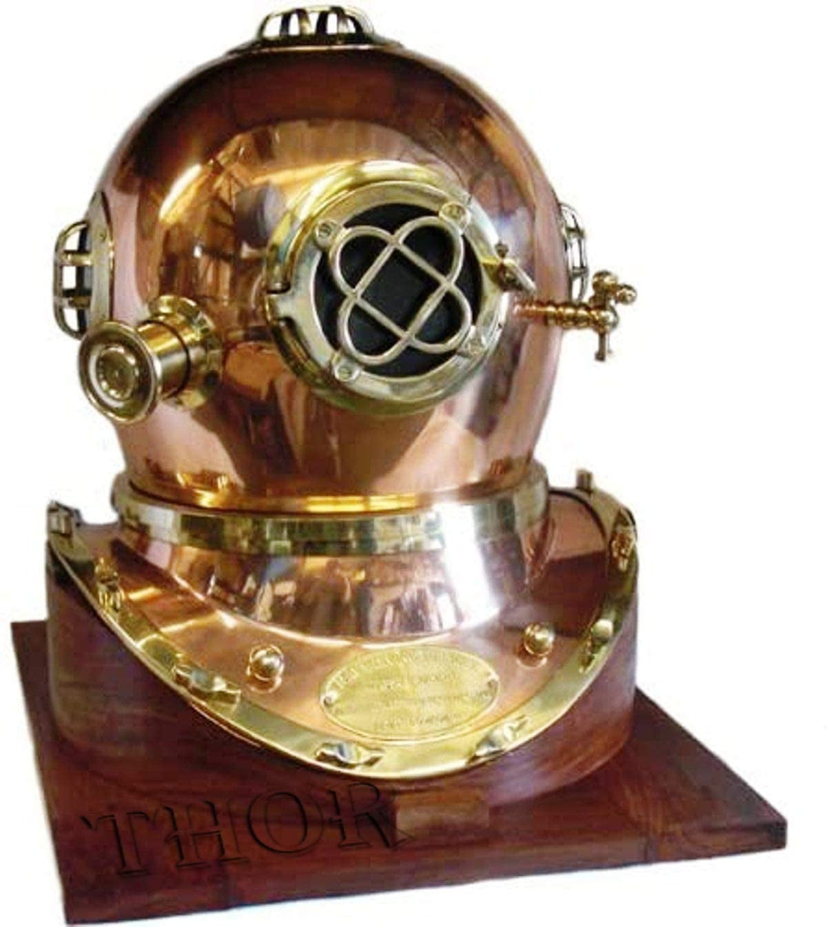 Copper & Brass Full-Size U.S. Navy Mark V Diving Helmet Replica 18" W ...
