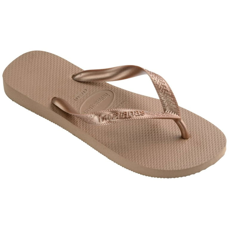 (取寄) ハワイアナス レディース トップ ティラス サンダル Havaianas women Top Tiras Sandals Dark Brown Havaianas Top Tiras Women's Flip Flop Sandals - Rose Gold, 9/10