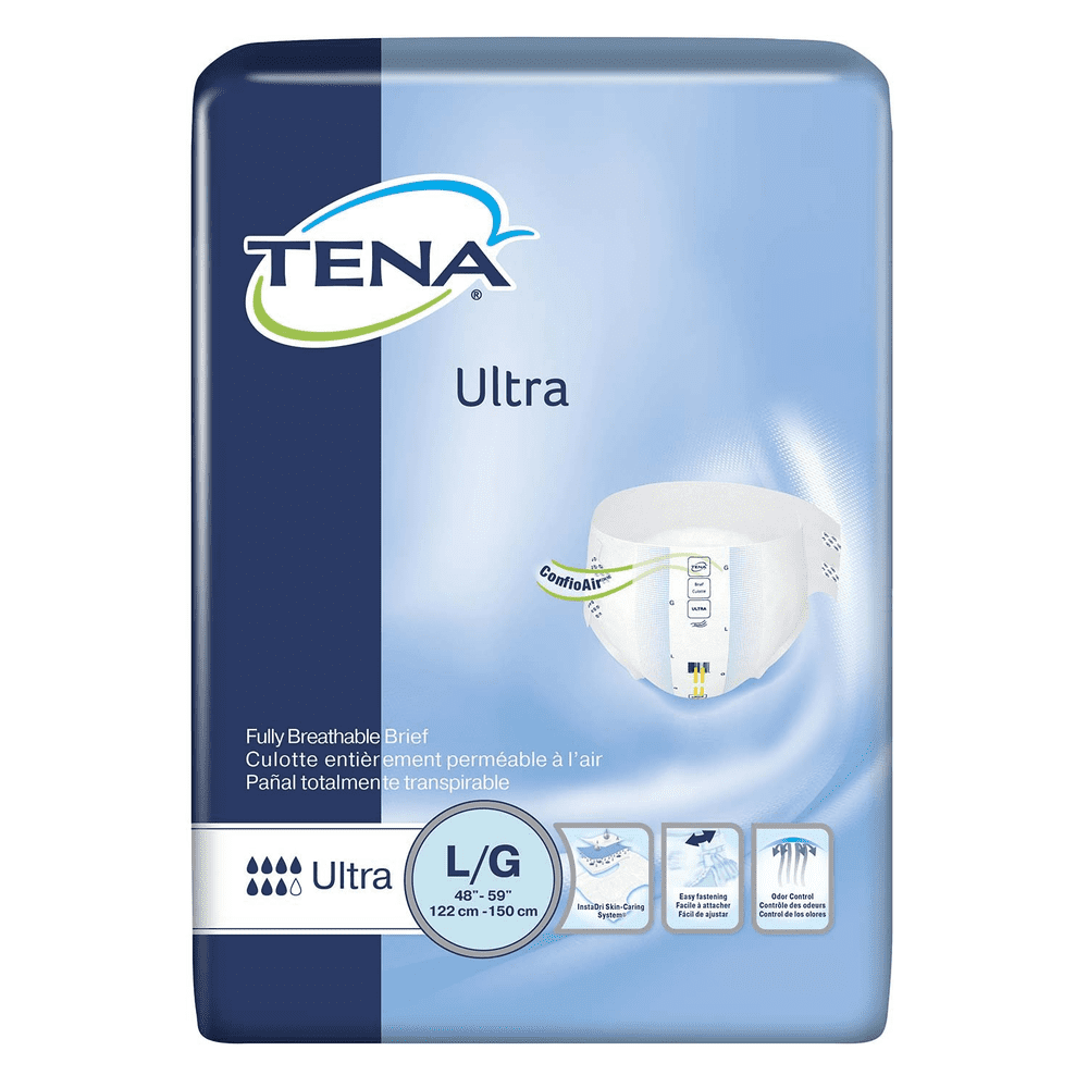 TENA Ultra Adult Incontinent Brief 67300 Large Pack of 40, White/Blue ...
