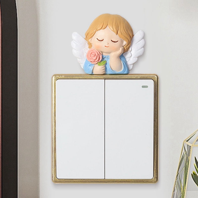Socket Protective Cover,Light Switch Stickers,Resin 3D Angel Wall ...