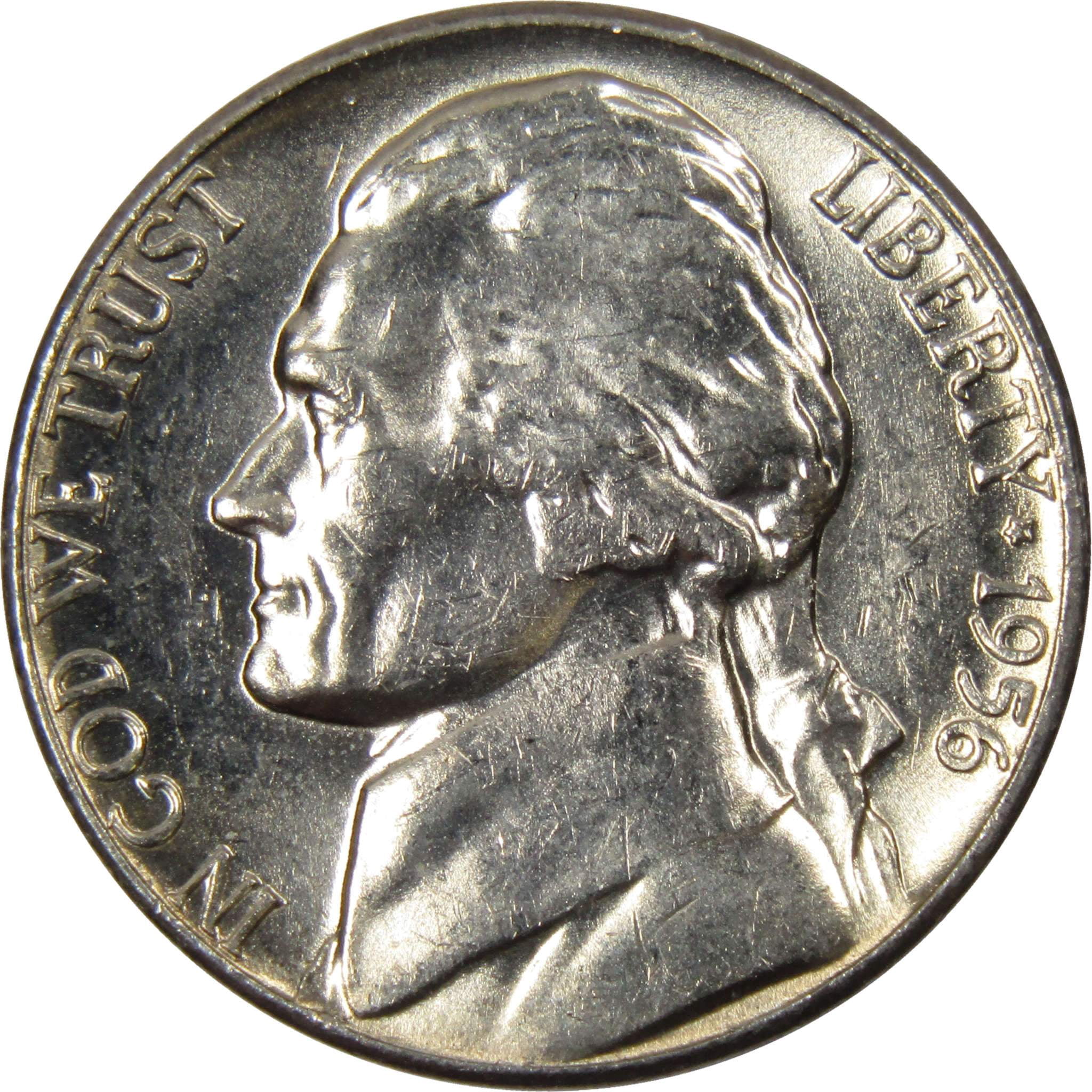 1956 D Jefferson Nickel 5 Cent Piece BU Uncirculated Mint State 5c US ...