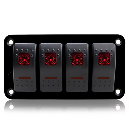 4 Gang Car Marine Boat Caravan LED Switch Panel Breaker Professional ...