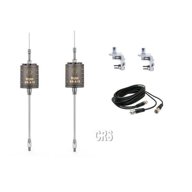 2 Stryker SR-A-10 CB/10 meter Radio Antennas, 18ft dual coax,brackets ...