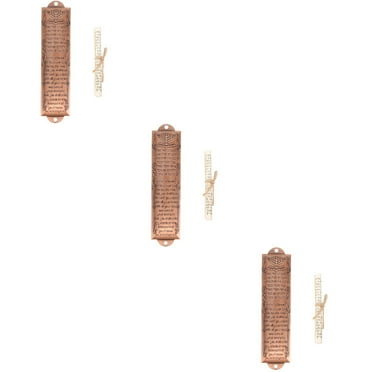 Judaica Mezuzah & Scroll Wood with Stones Pewter Shin Dalet Yud with ...