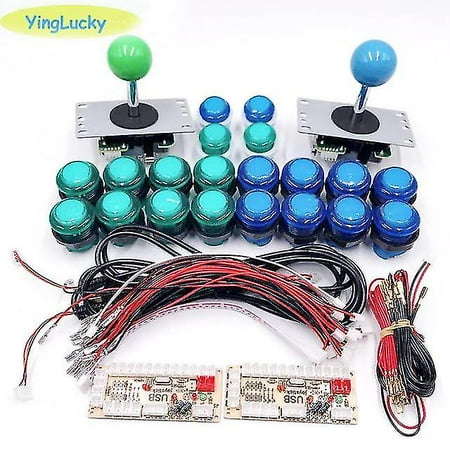2 Players Joystick Arcade Diy Kit Led Parts Button + Joysticks + Usb ...