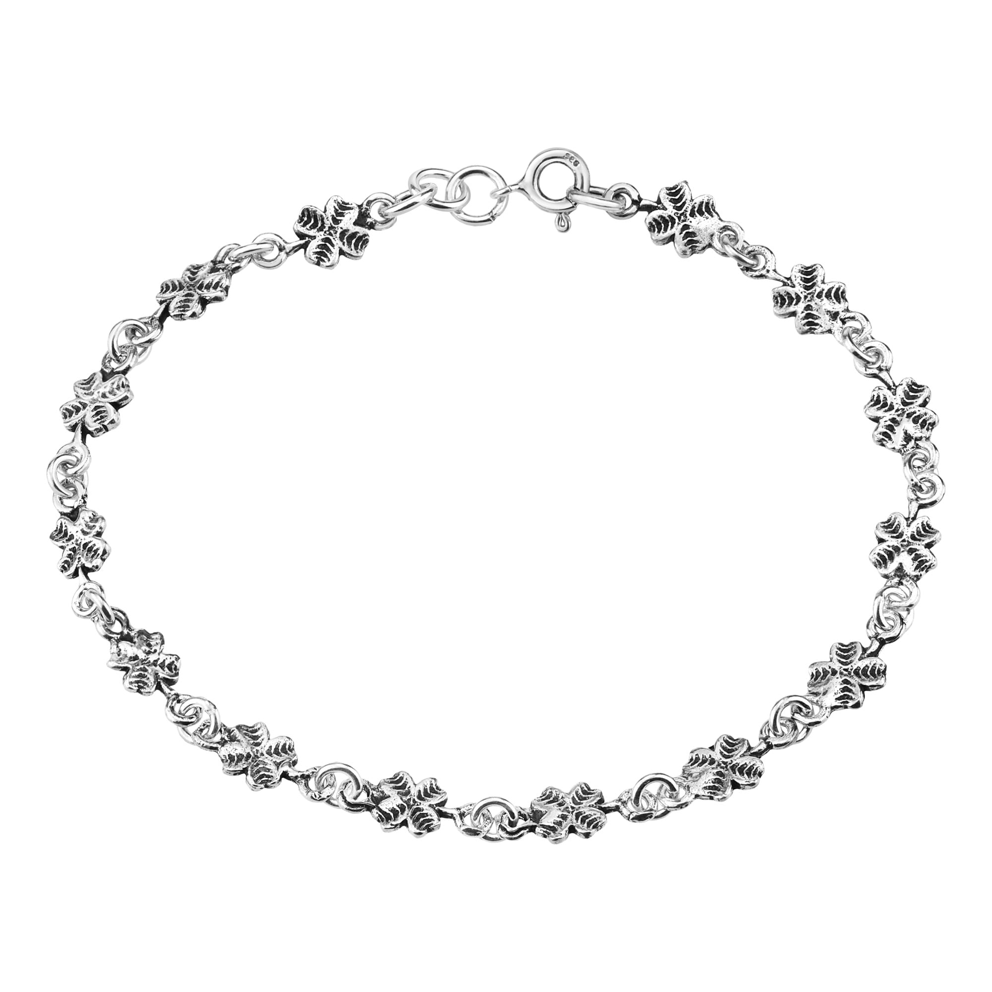 AeraVida Lucky Chain of Four-Leaf Clovers . 925 Sterling Silver Charm ...