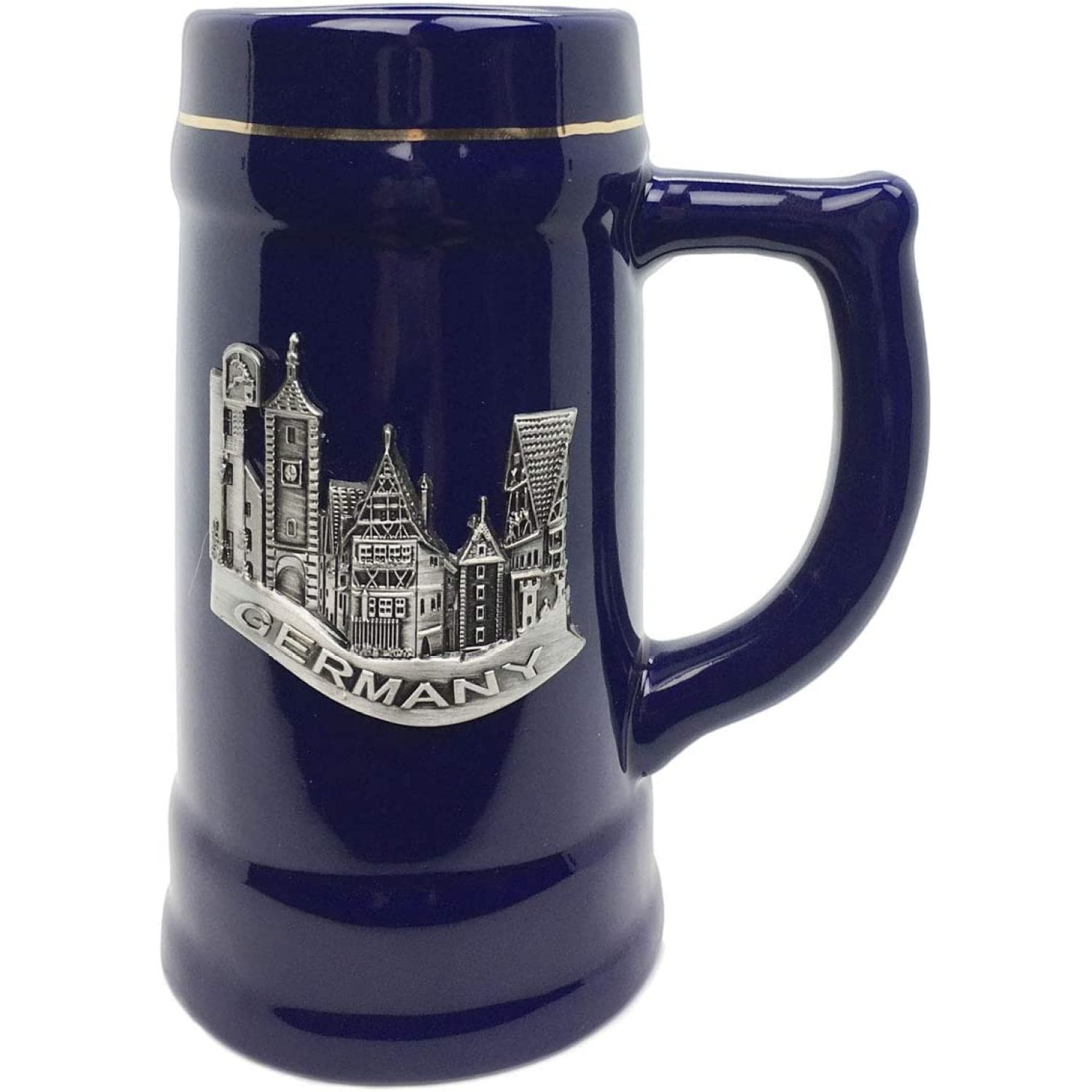 Beer Mug German Village Cobalt Blue Metal Medallion Bar Gifts for Men ...
