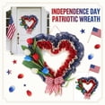 4th of July Heart Shape Wreath Red White Blue Striped Artificial ...