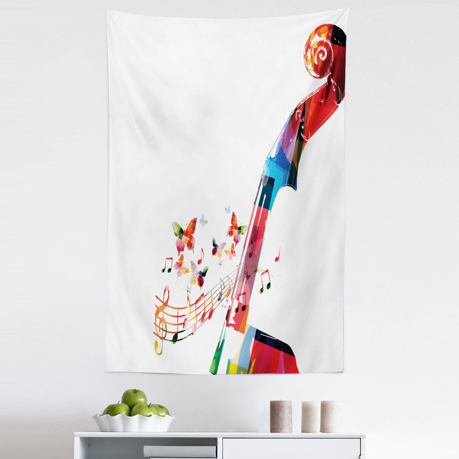Cello Tapestry, Creative Abstract Cheerful Design of Pegbox with ...