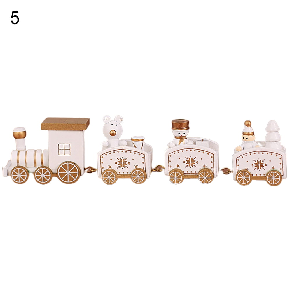 Wooden Christmas Train with Snowman, Mini Train Decor Set for Christmas ...