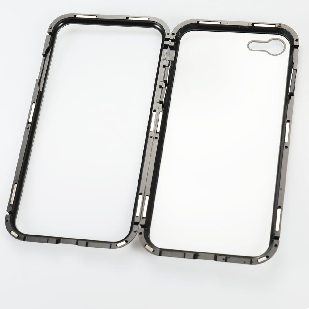 Transparent Black Metal-rimmed Mobile Phone Case Hardened Glass ...