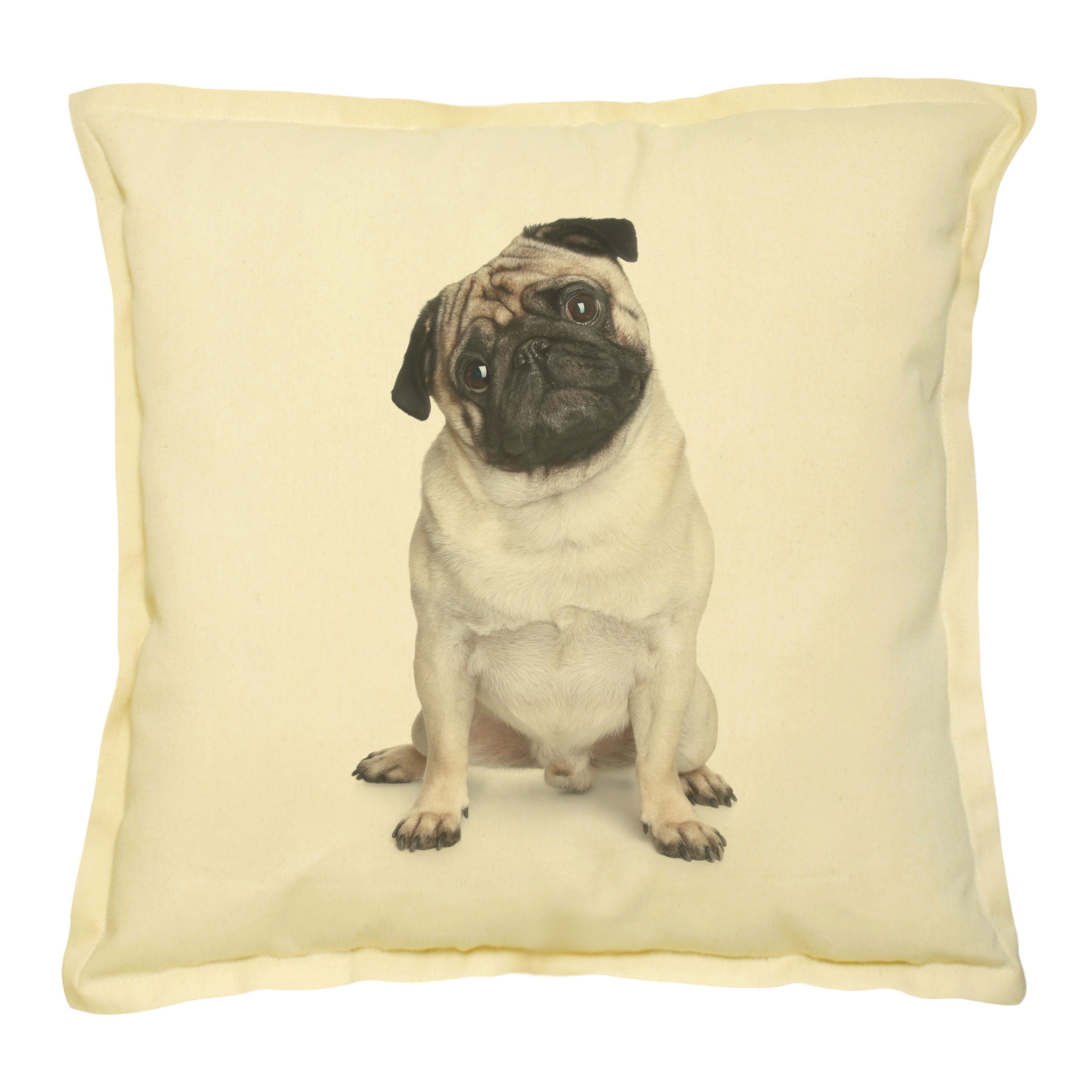 Funny Pug Puppy Printed Khaki Decorative Pillows Cover Case VPLC_02 ...