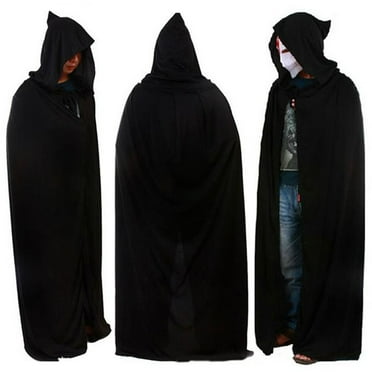 Adult 55" Hooded Unisex Cloak Black Costume - Walmart.com