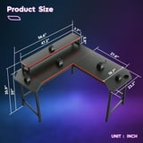 Bestier L-Shaped Gaming Desk 57 Inch Corner Computer Desk with LED ...