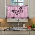27"x36" Tier Curtains 2 Panels Pink Sequin Butterfly Semi Sheer Kitchen ...