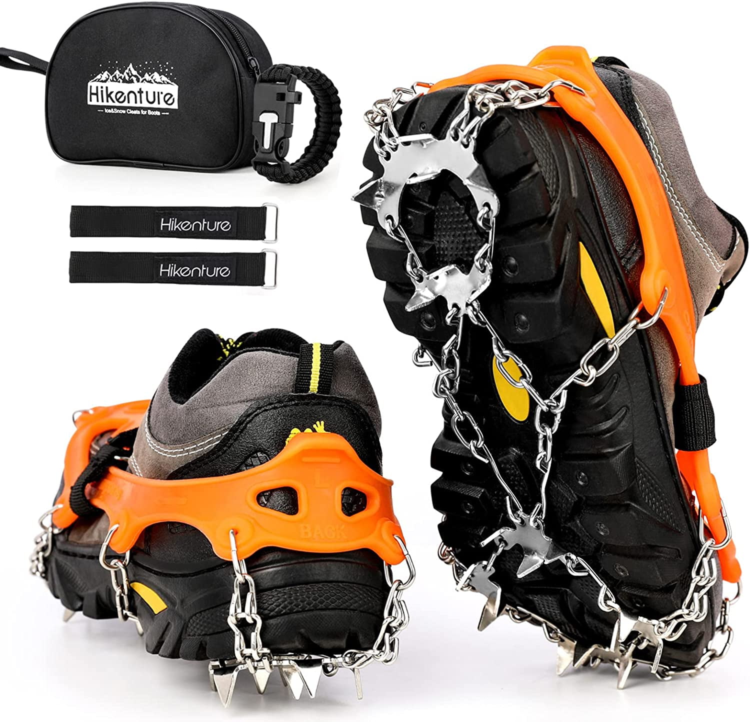 Ice Cleats Crampons for Hiking Boots, 19 Spikes Shoe Ice & Snow Grips ...