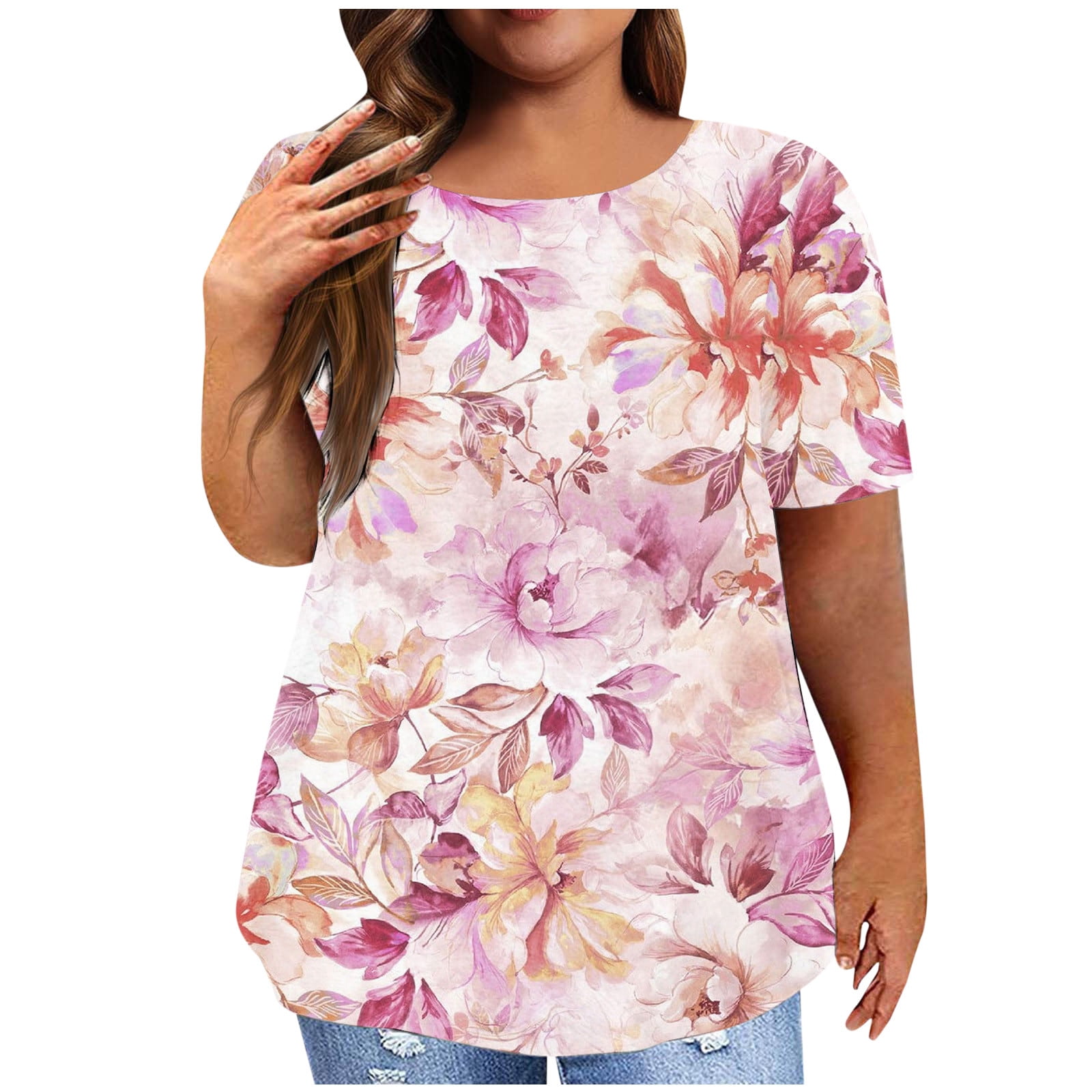 RYRJJ Plus Size Tops for Women Summer Trendy Floral Print Tunic Spring ... RYRJJ Plus Size Tops for Women Summer Trendy Floral Print Tunic Spring ...