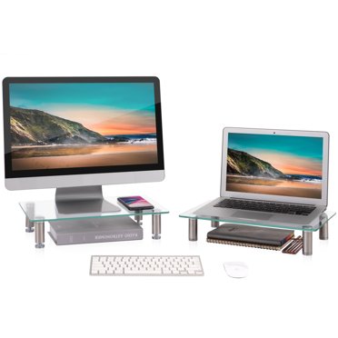 FITUEYES Computer Monitor Riser adjustable Desktop stand with keybroad ...