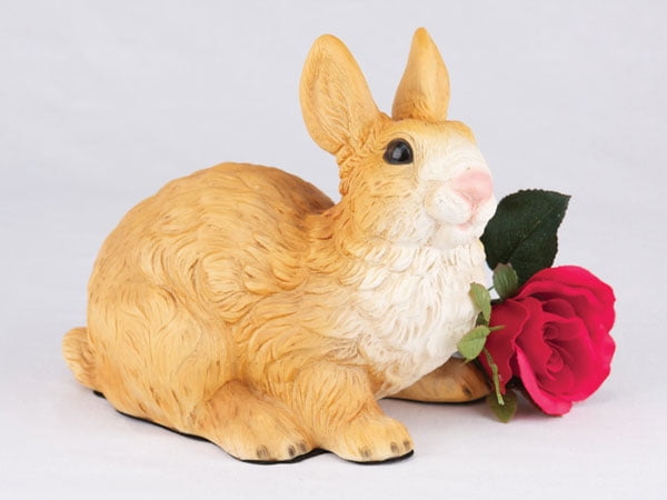 Brown and White Rabbit Cremation Pet Urn for a Bunny Memorial in ...