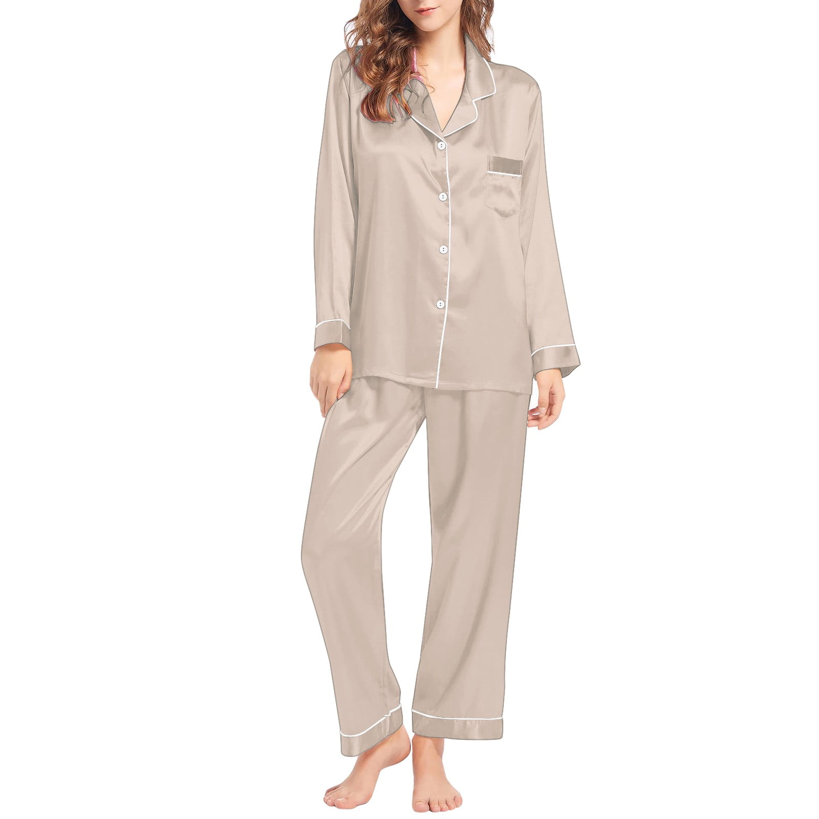 Click here for Night Shirts Womens Silk Like Pajamas Long Sleeve... prices