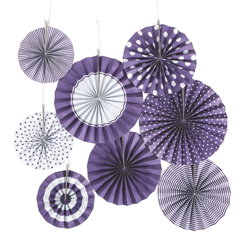 Purple Paper Fan Assortment - Party Decor - 8 Pieces - Walmart.com ...