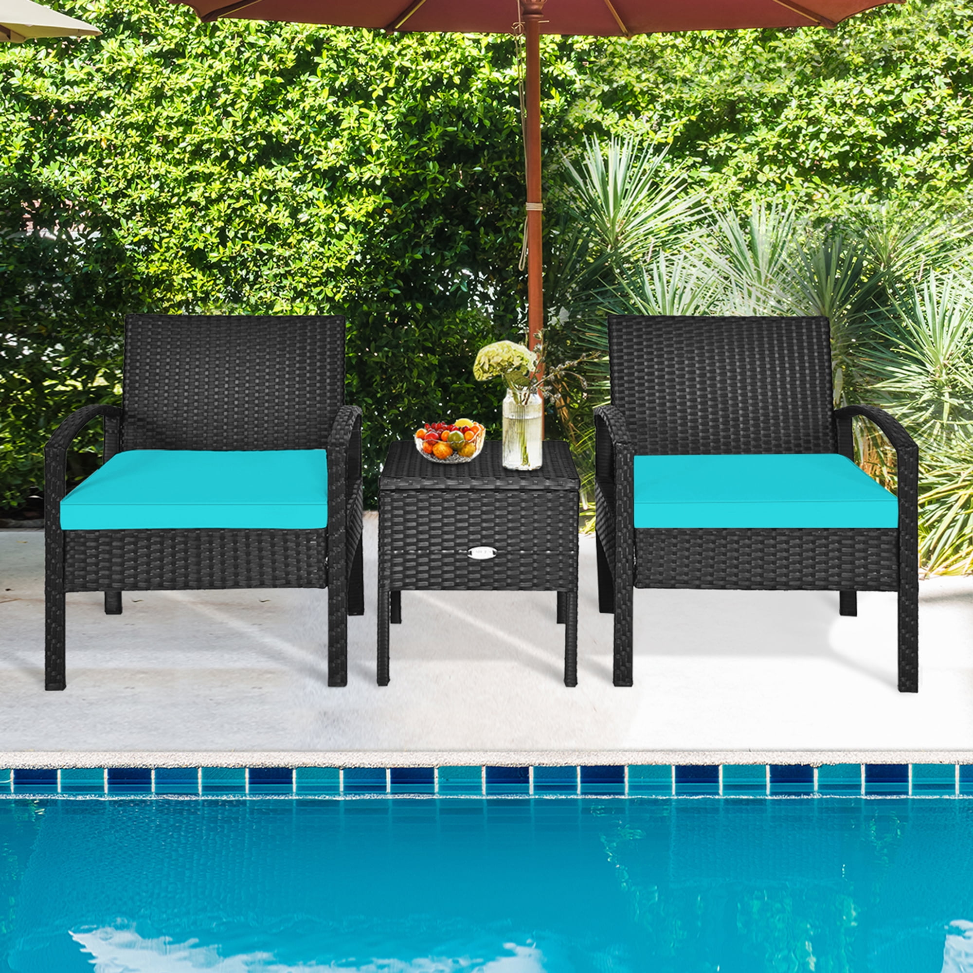 Click here for Gymax 3pcs Rattan Patio Conversation Furniture Set... prices