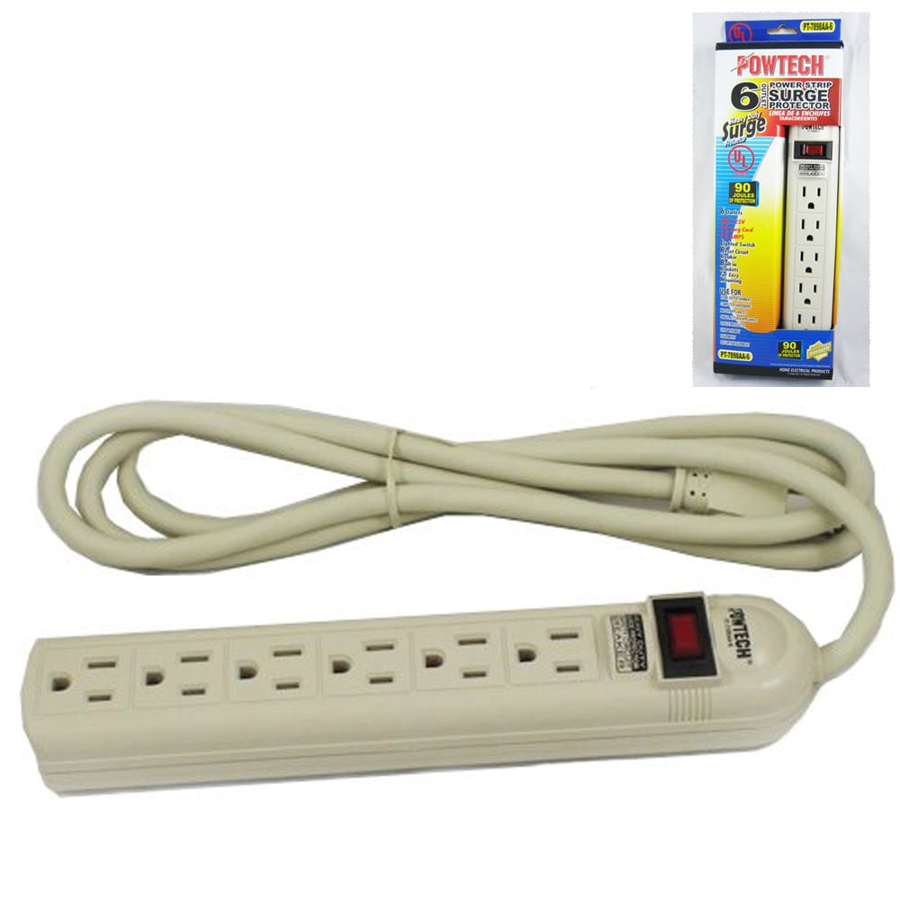 6 Outlet Power Strip With Surge Protection 6 ft Cord 6outlet 90 Joules ...