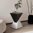 Fameill Two-Tone Inverted Pyramid Geometric End Table, Black & White ...