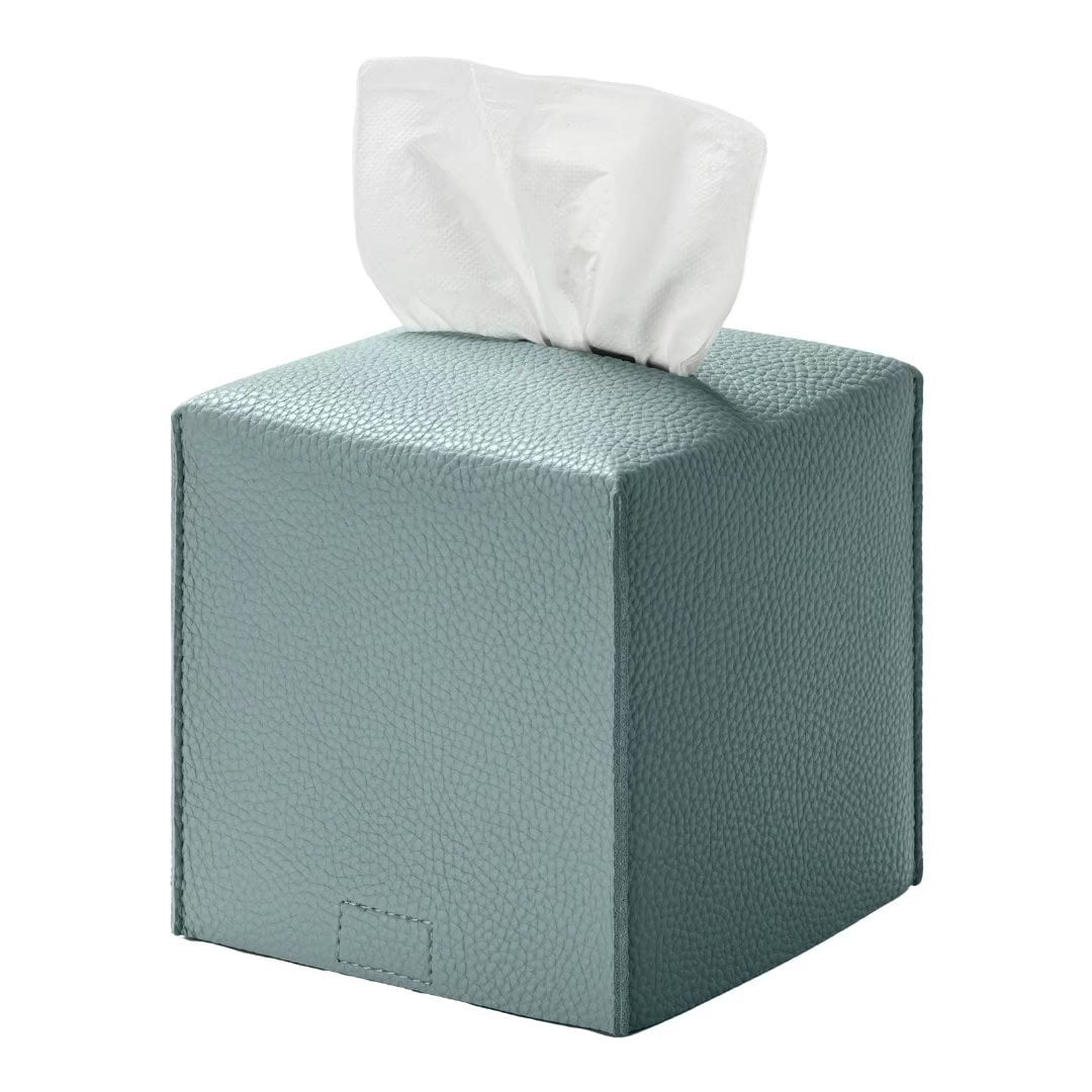 KEEPJOY Square Tissue Box Cover,Green Pu Leather Tissue Box Holder with ...